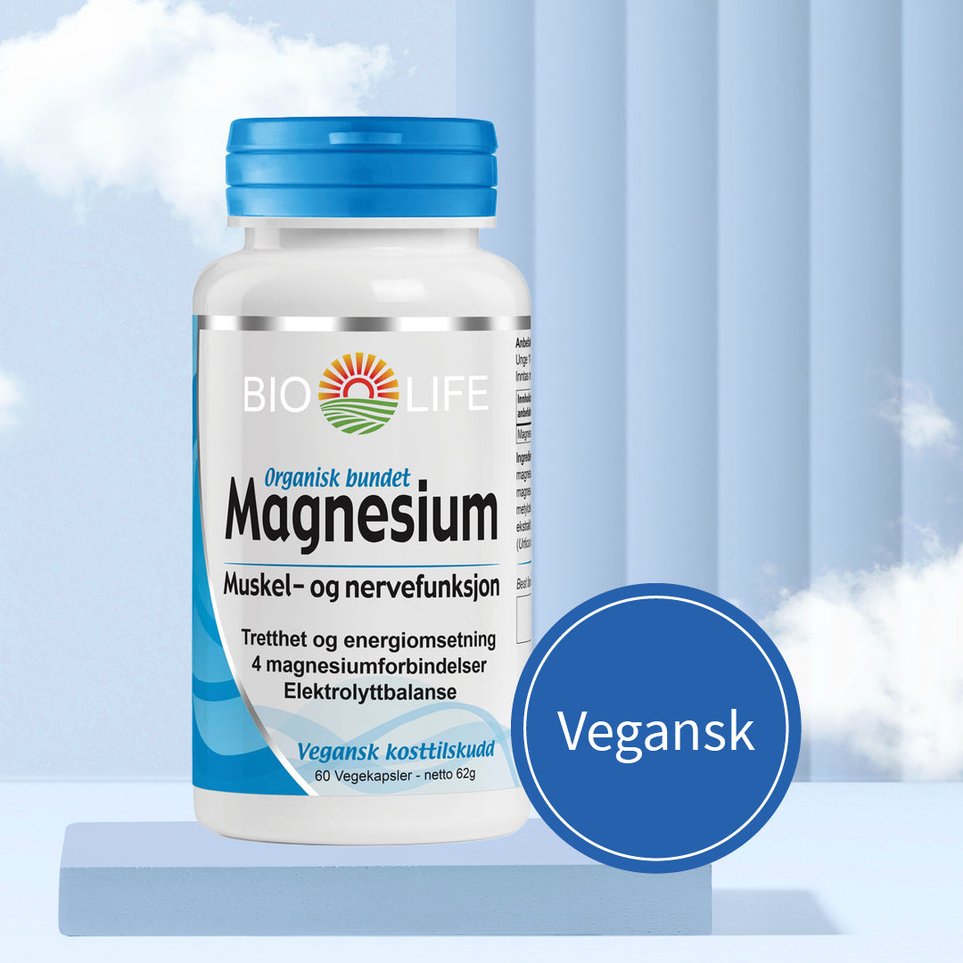 Bio Life - Magnesium | 60 vegekapsler | Naturlig Mineraltilskudd